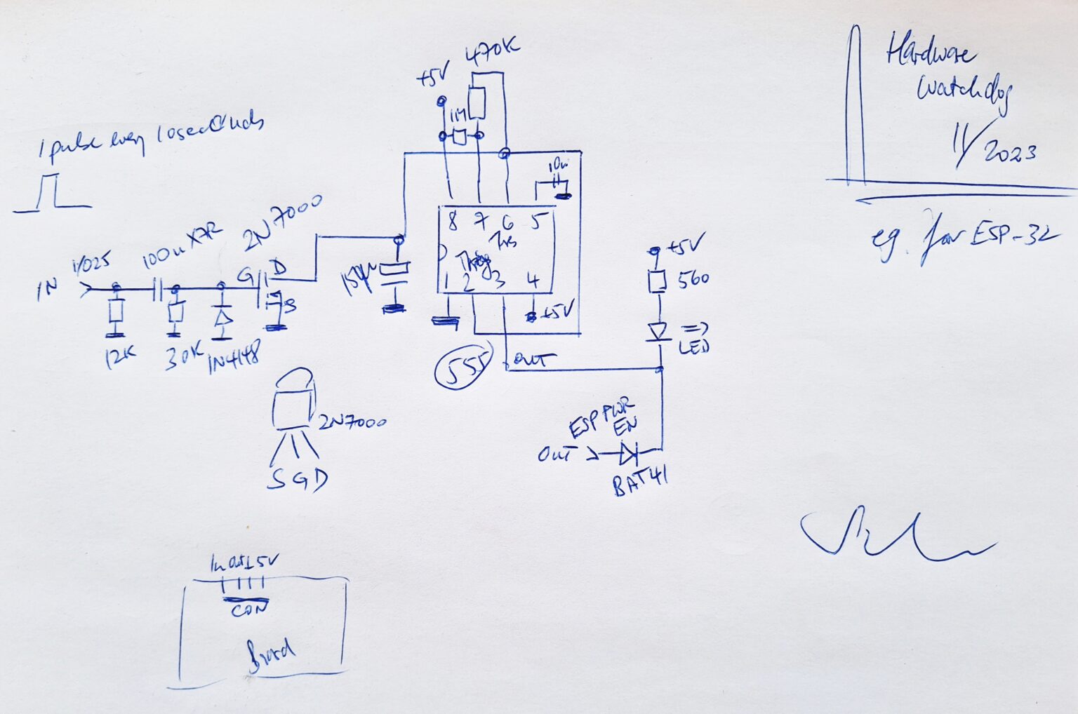 NE555 Watchdog Timer: the ESP32 needs some oversight | SimonsDialogs